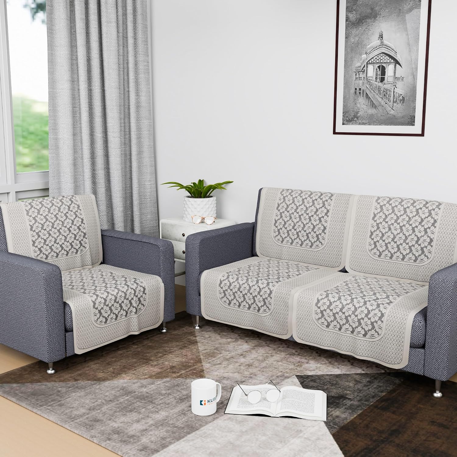 Kuber Industries Net 2+1 Seater Sofa Cover for Home | Couch Sofa ...