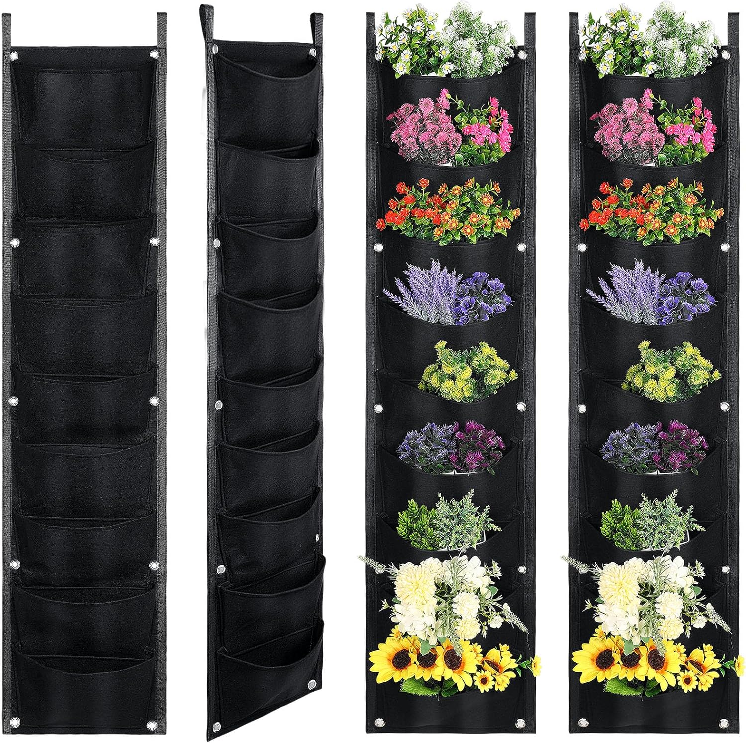 Amazon.com : Nuogo 4 Pack Hanging Vertical Wall Planter Bags 9 Pockets ...