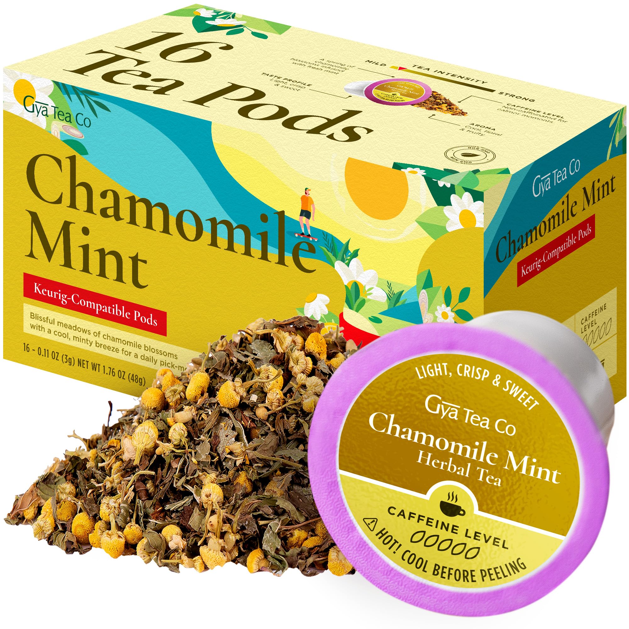 Amazon.com : Gya Tea Co Chamomile Mint Herbal Tea Pod (16 ct) - Decaf ...