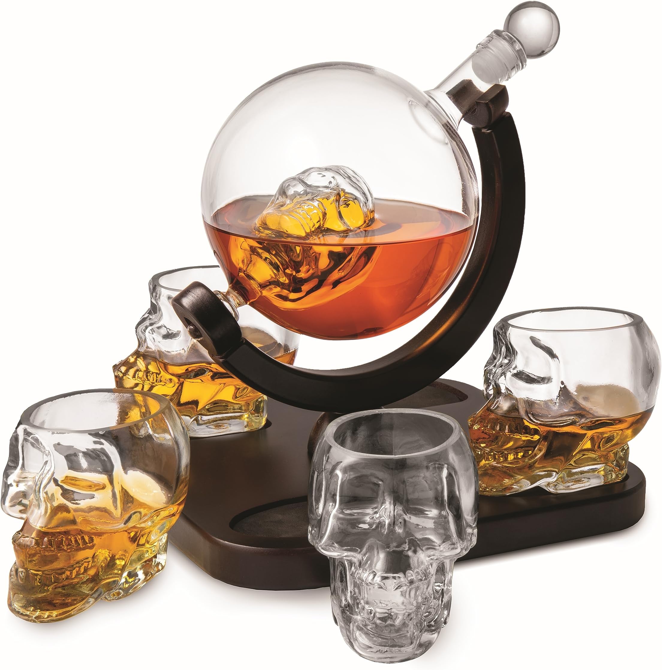 Amazon.com | Skull King Skeleton Wine & Whiskey Globe Decanter Set 850 ...