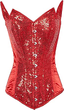 Amazon.com: Daisy Corsets Women's Red Sequin Pointed Top Steel Boned ...