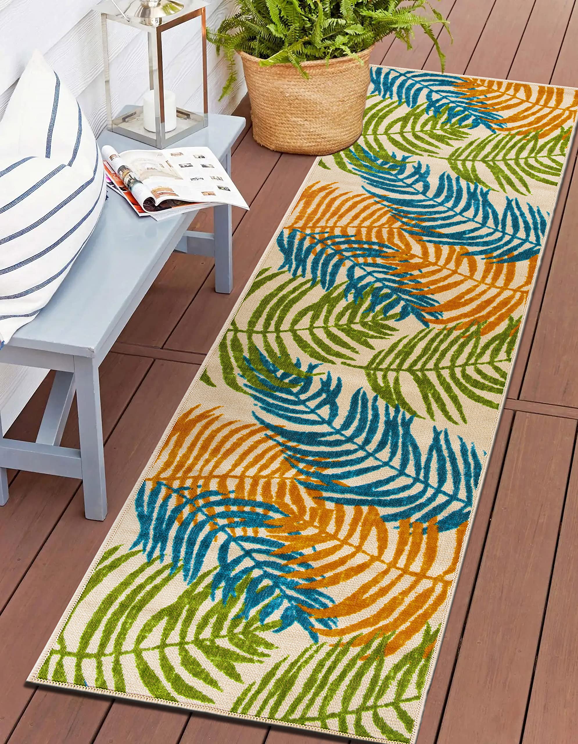 Amazon.com: Rugshop Minorca Floral Leaves Non-Shedding Outdoor Rugs for ...