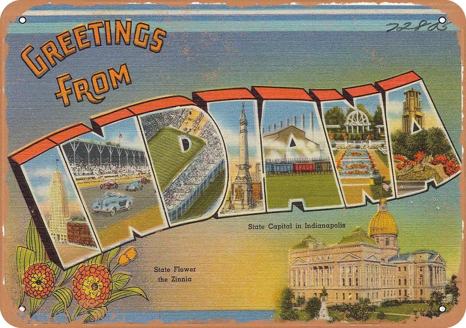 Amazon.com: 7 x 10 METAL SIGN - Indiana Postcard - Greetings from ...