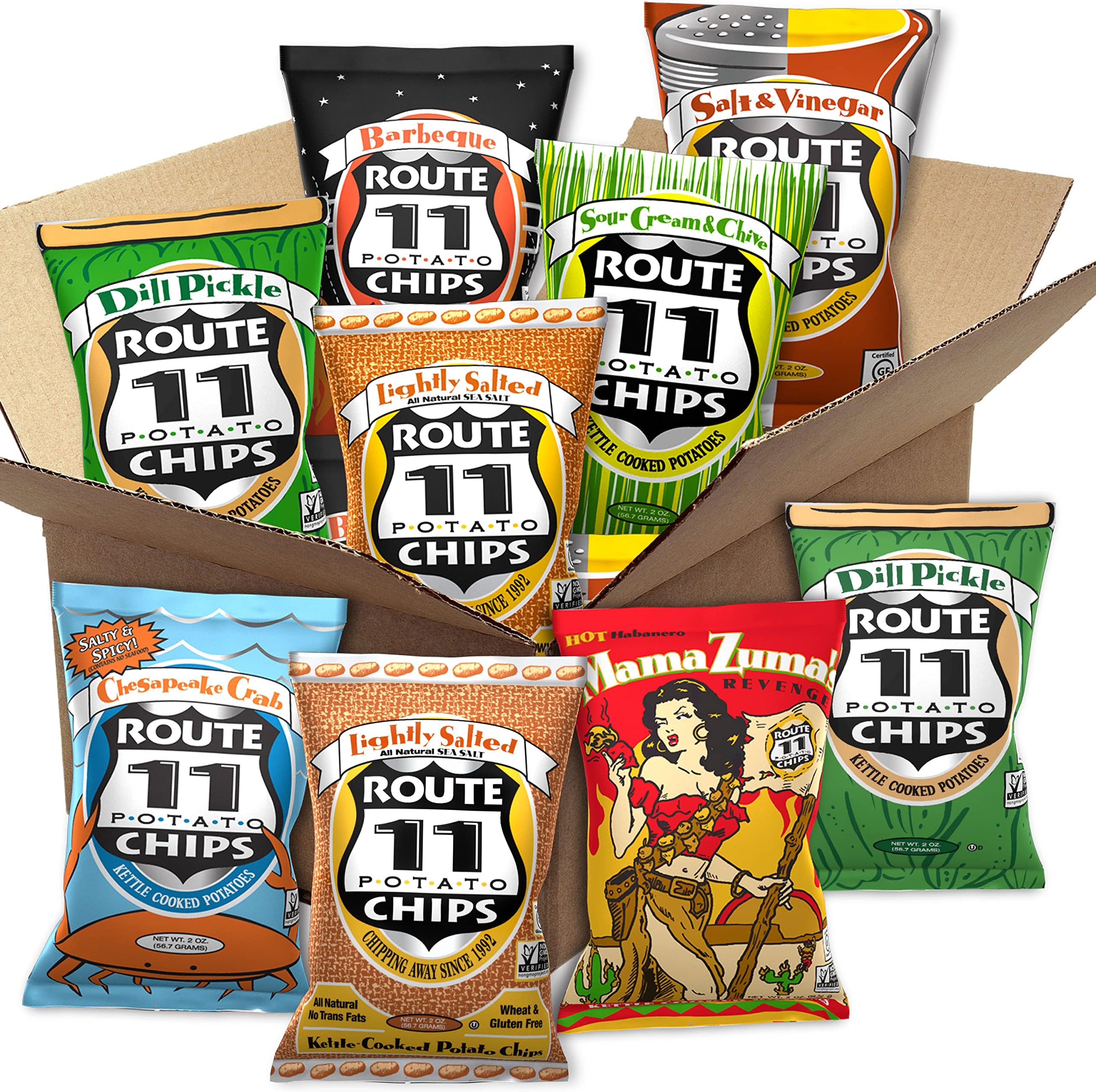 Amazon.com: Route 11 Potato Chips, Road Trip Combo pack
