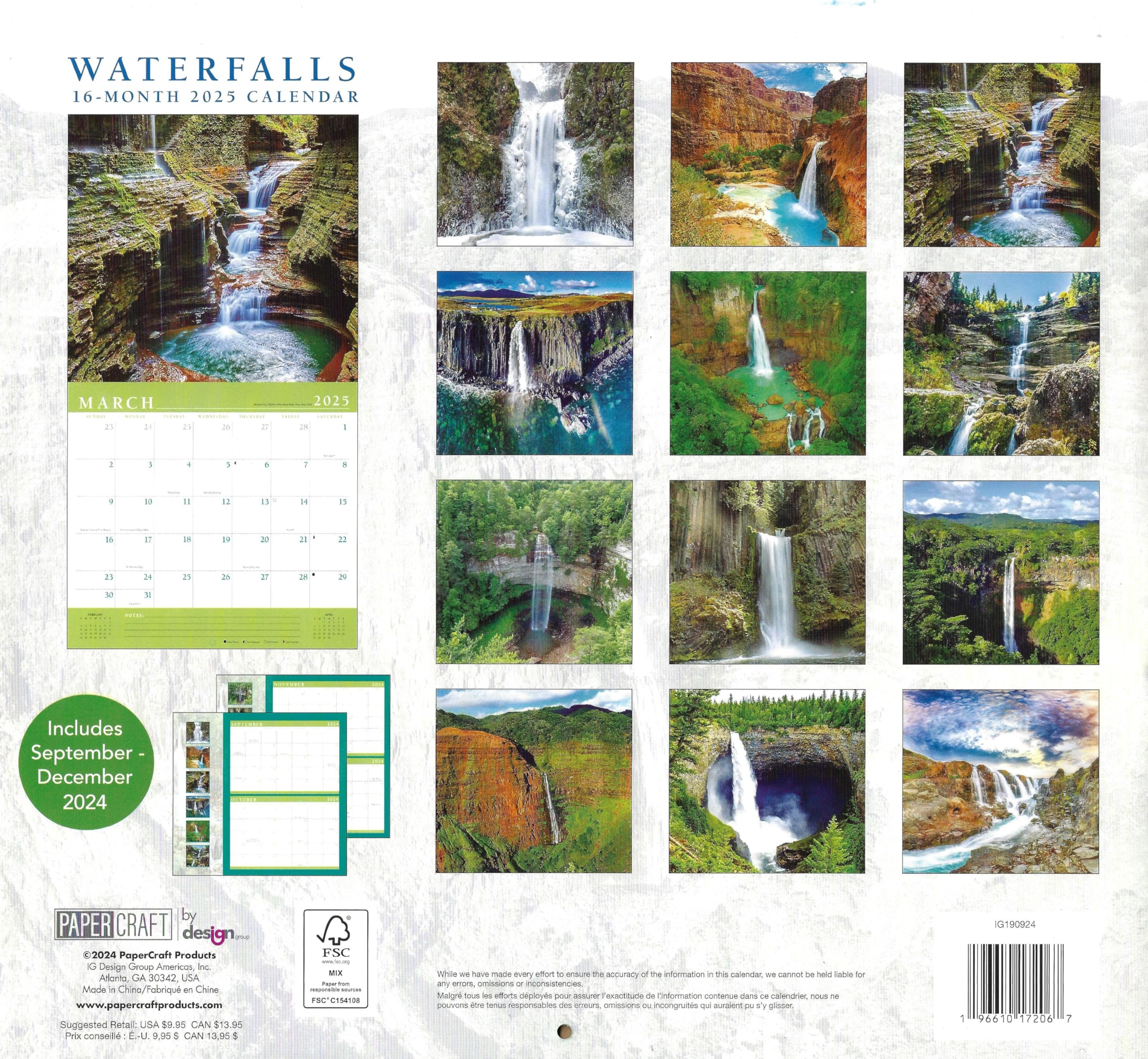 Snapklik.com : Waterfalls 2025 Full Size Wall Calendar For Planning