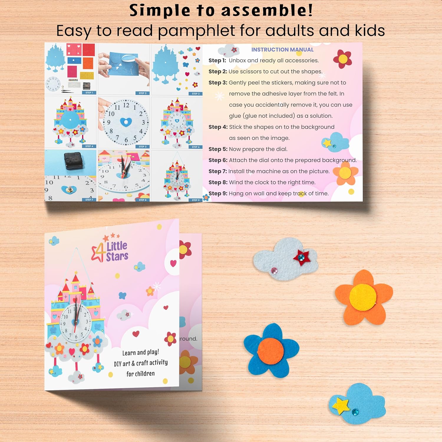 DIY Clock Kit – Felt Kit for Kids Clock – Decorative Wall Clock Kits ...