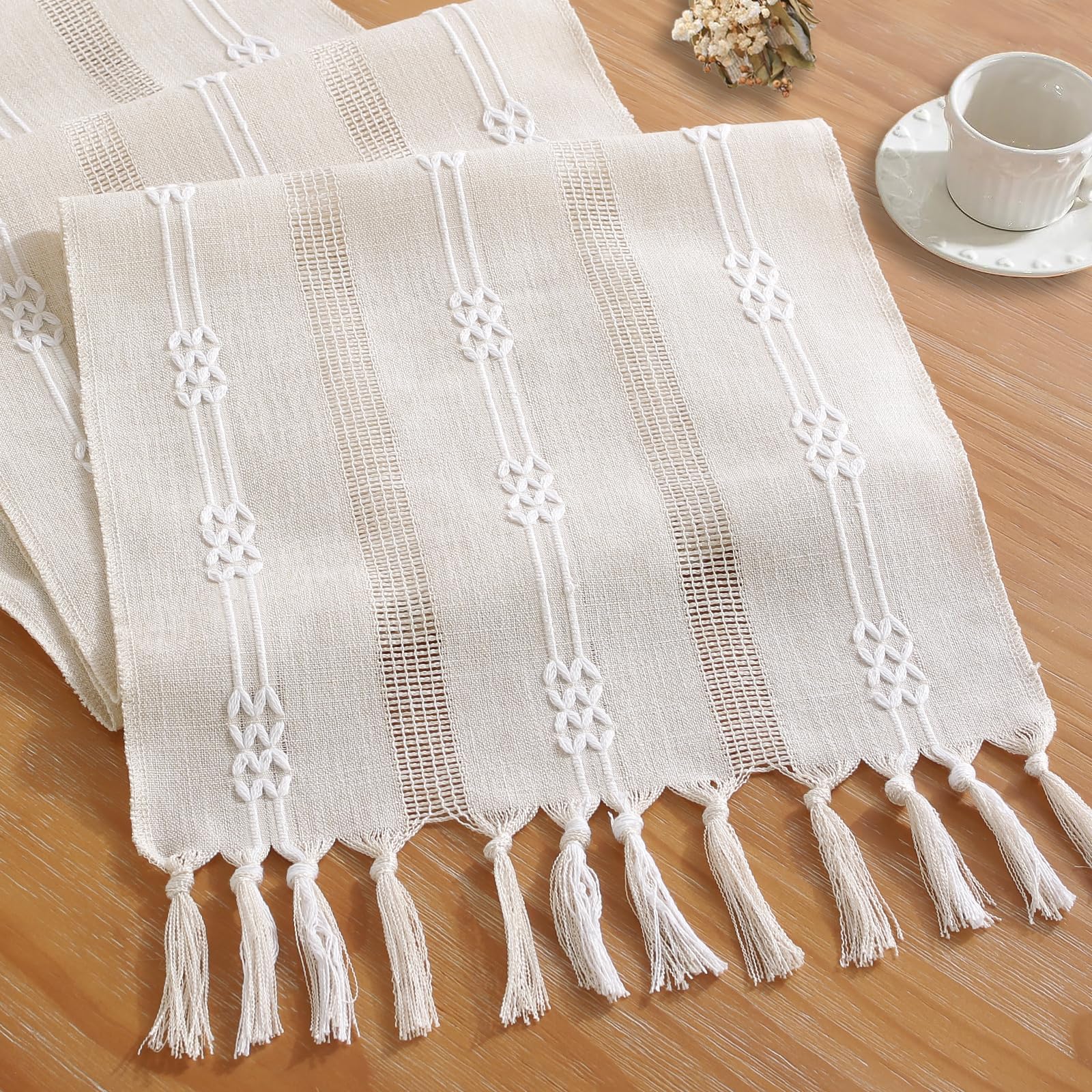 Amazon.com: IETHERBO Farmhouse Table Runners 72 Inches Long Boho Cotton ...