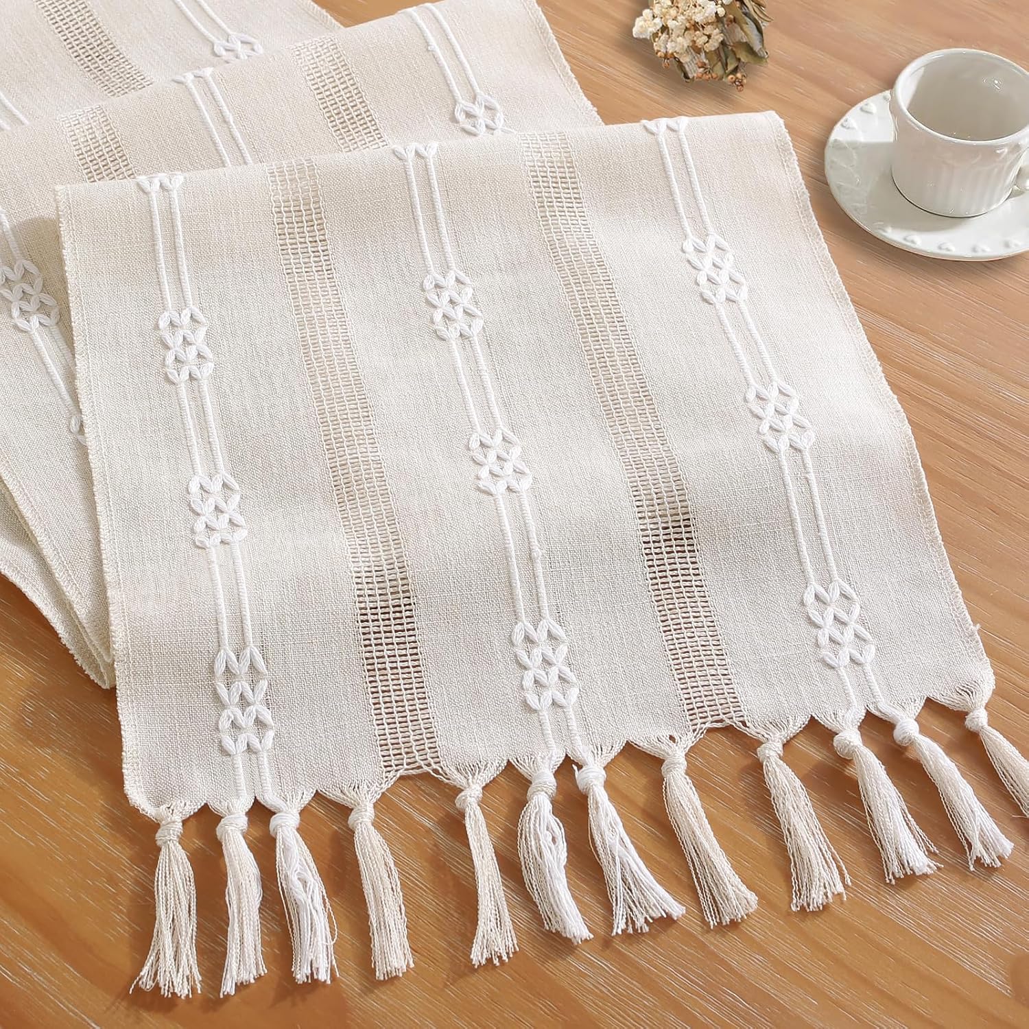 Amazon.com: Cenebonxy Rustic Boho Table Runner, Kitchen Table Runner ...