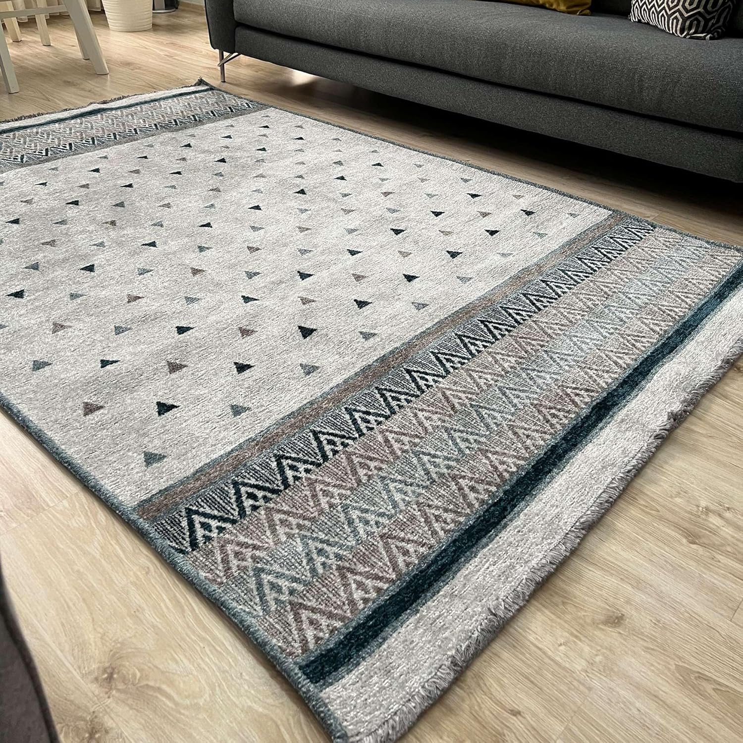 Amazon.com: Alfa Rich 3x5 Blue Cream Off White Washable Area Rugs for ...