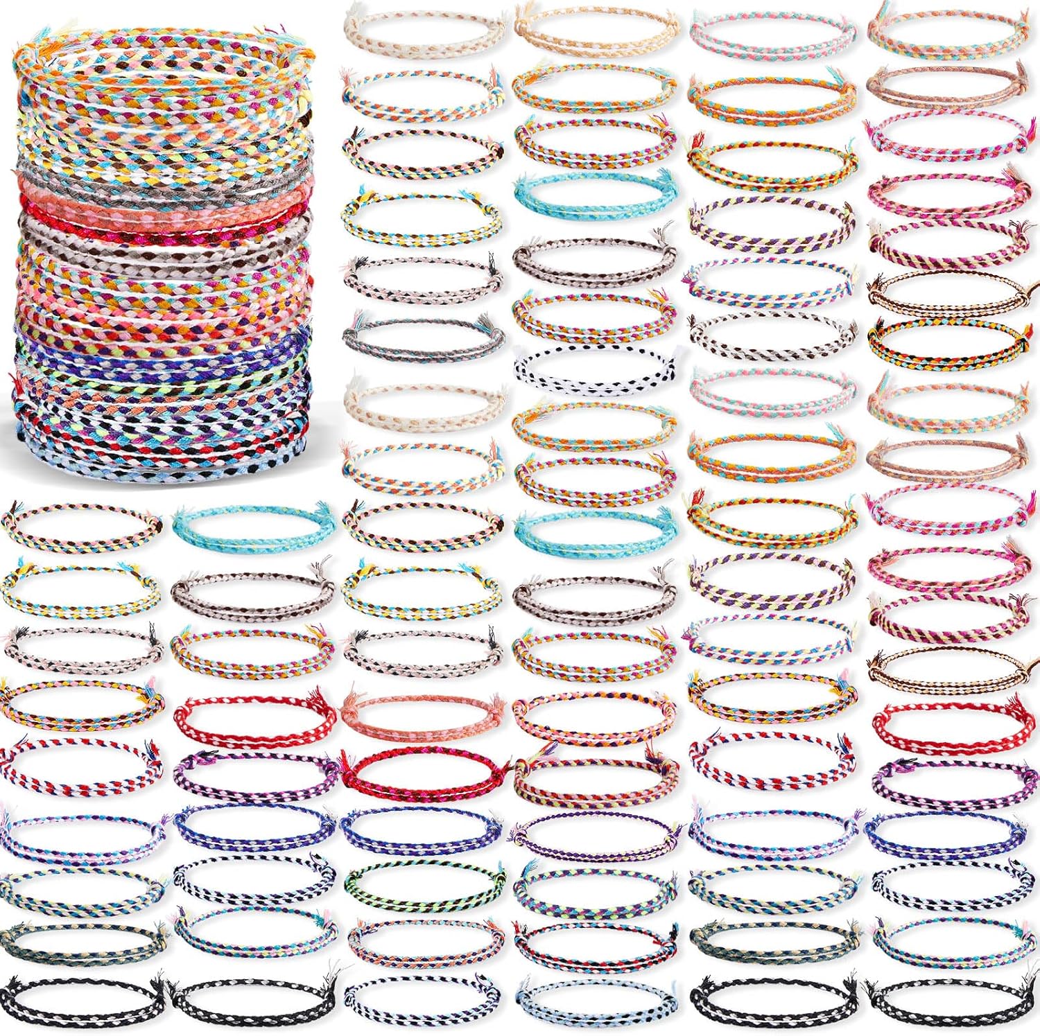 Amazon.com: Equsion 100 Pcs Woven Wrap Friendship Bracelets Beach ...