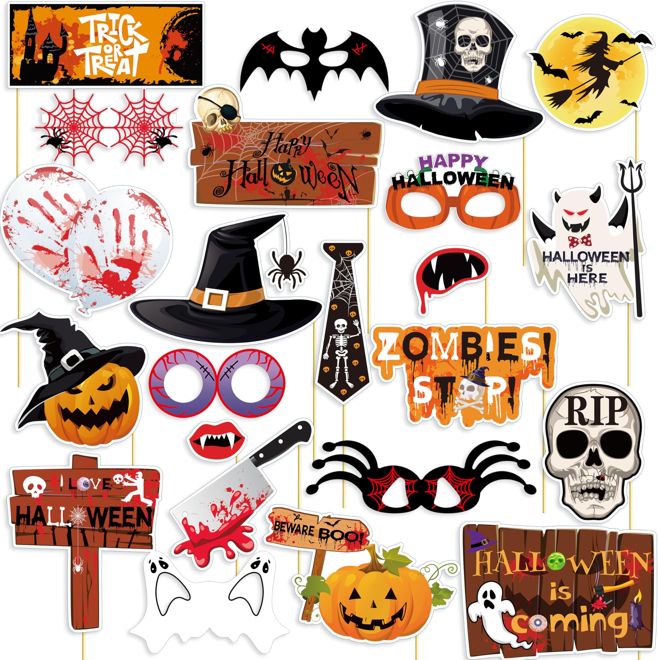 Amazon.com: Halloween Photo Booth Props 27 Pcs for Halloween ...