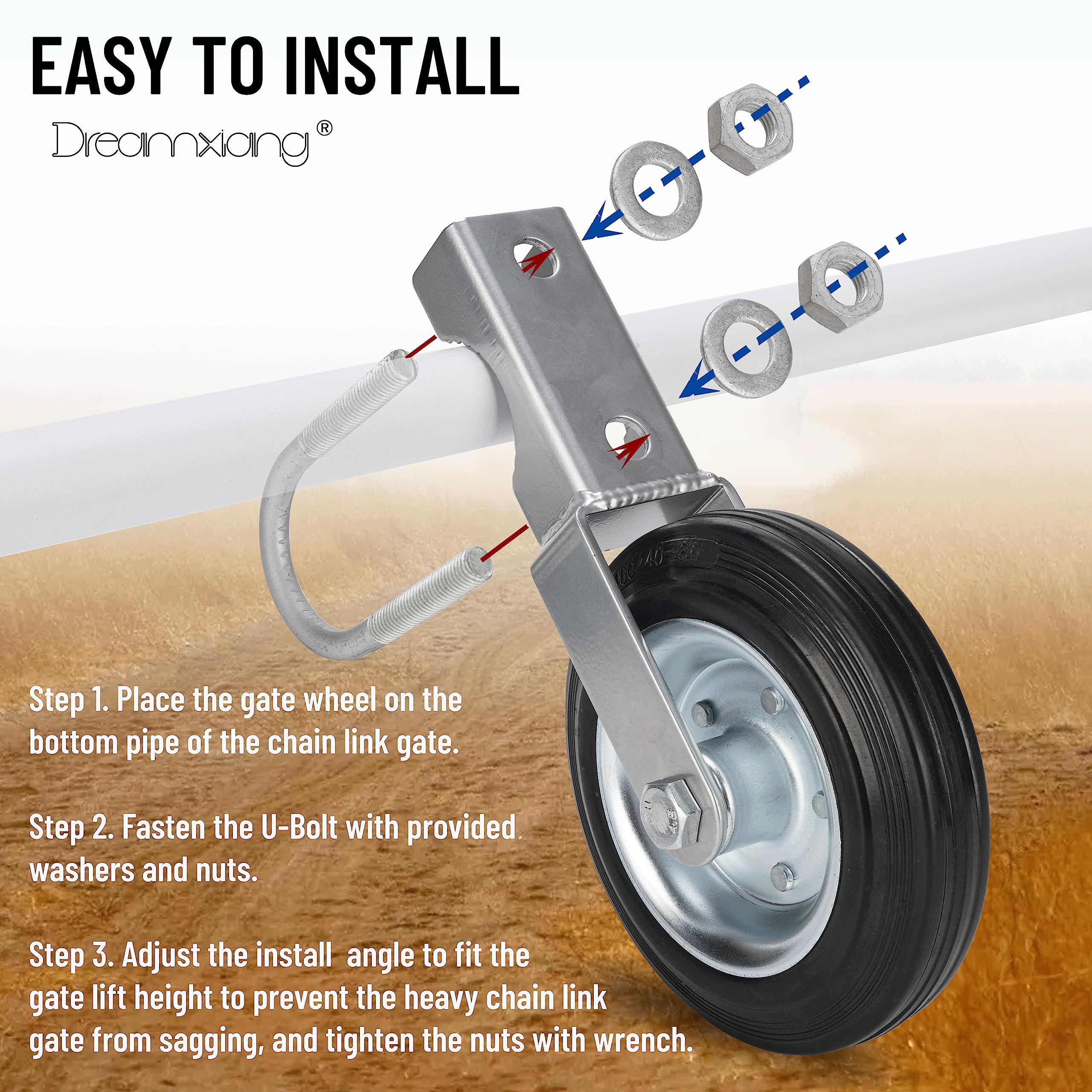 Snapklik.com : Gate Wheel Kit For Supporting Swing Metal Tube Gate