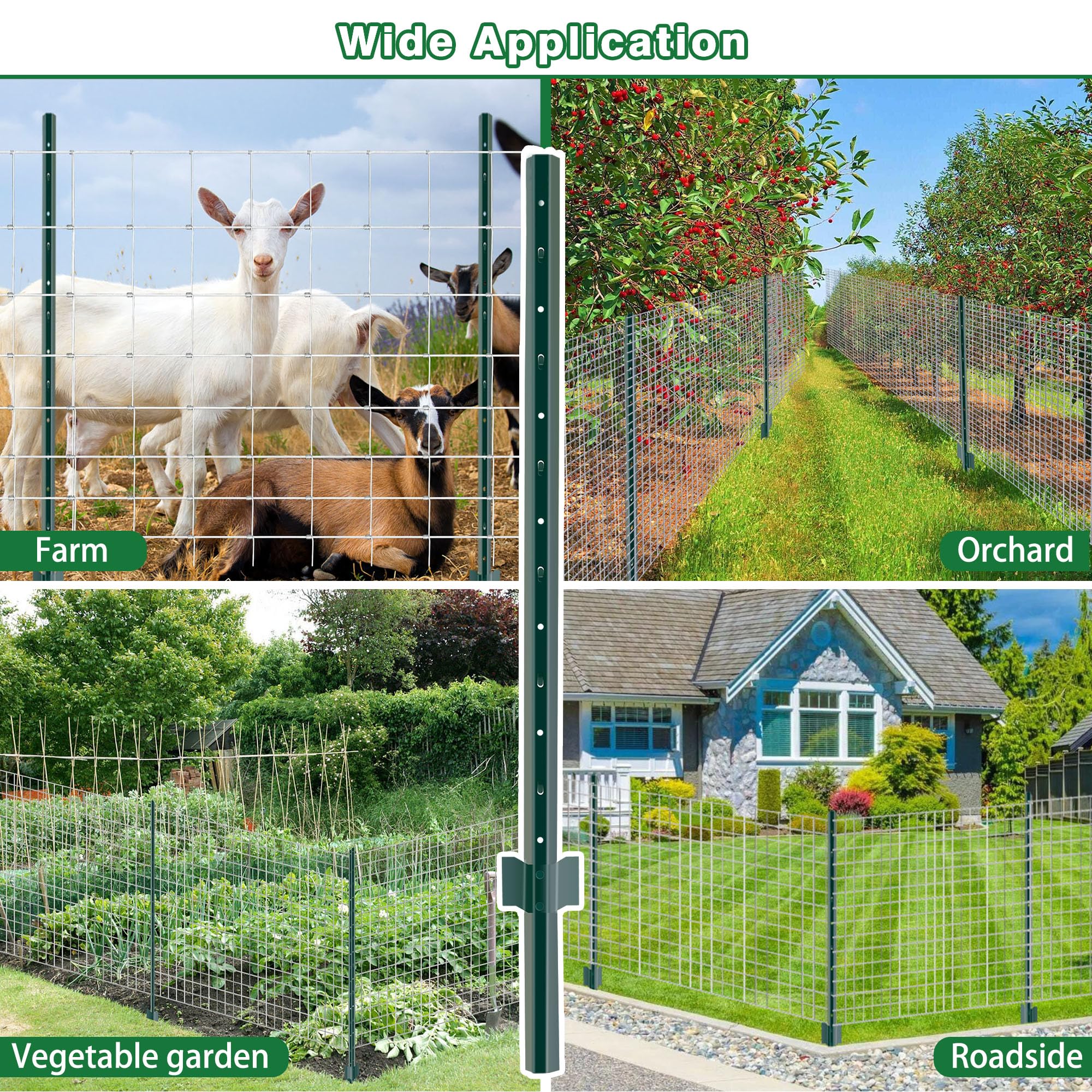 Garden Fence Post 5 Feet Height - 10 Pack, Sturdy Duty T Post & U Post ...