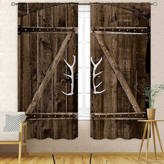 Amazon.com: Cinbloo Rustic Barn Door Curtains Rod Pocket Farmhouse ...