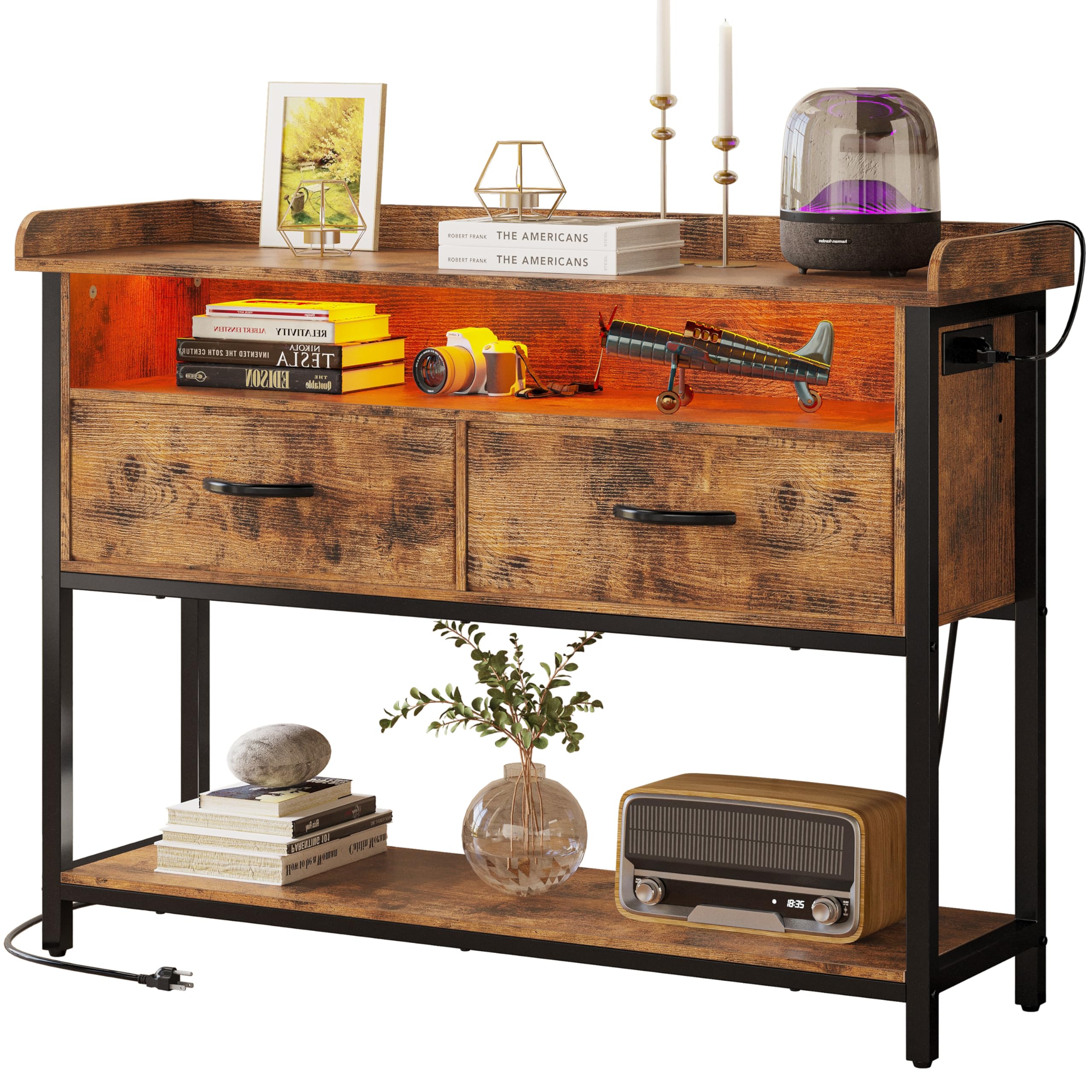 Amazon.com: IRONCK Entryway Table with Power Outlet and LED Light ...