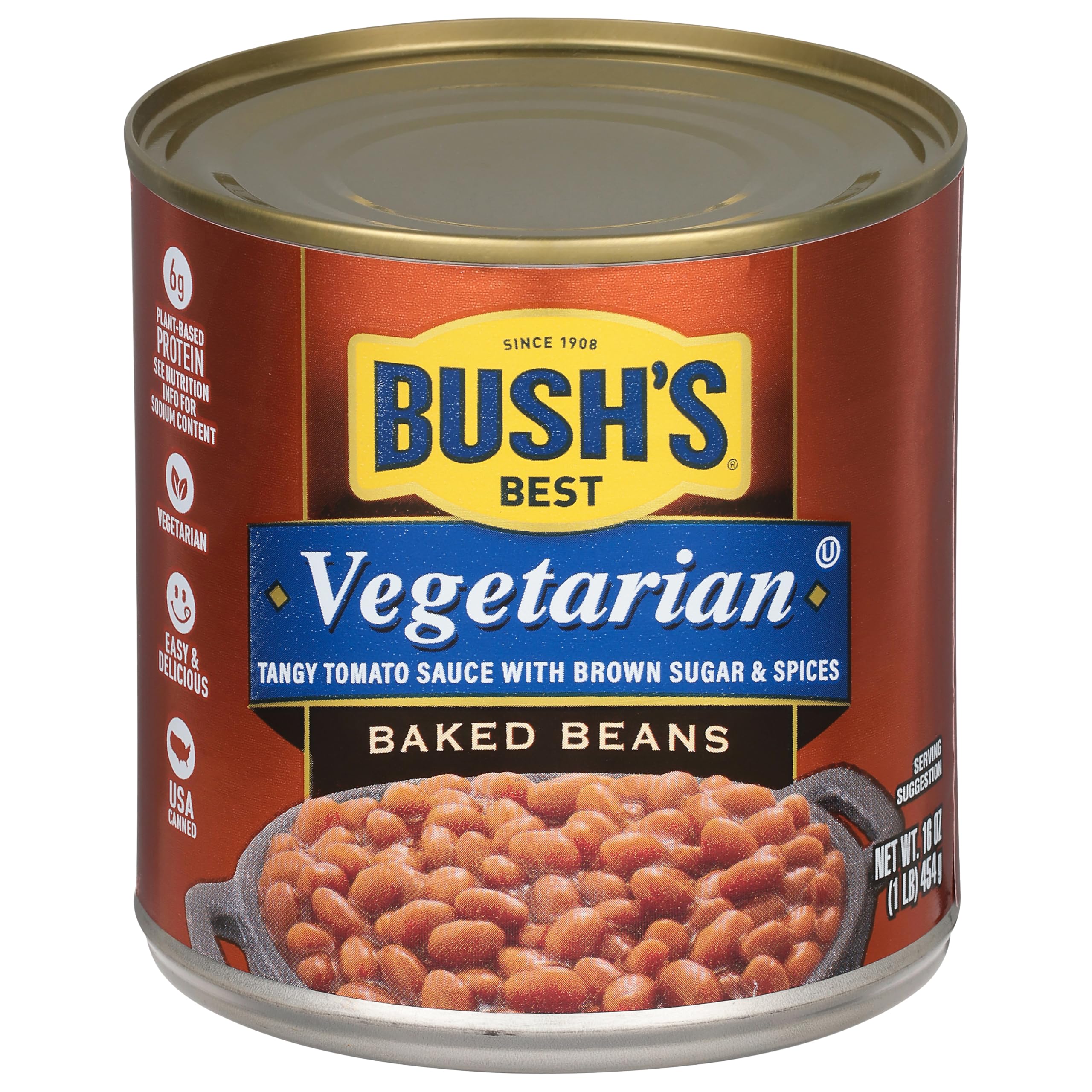 Amazon.com : BUSH'S BEST 16 oz Canned Vegetarian Baked Beans, Source of ...