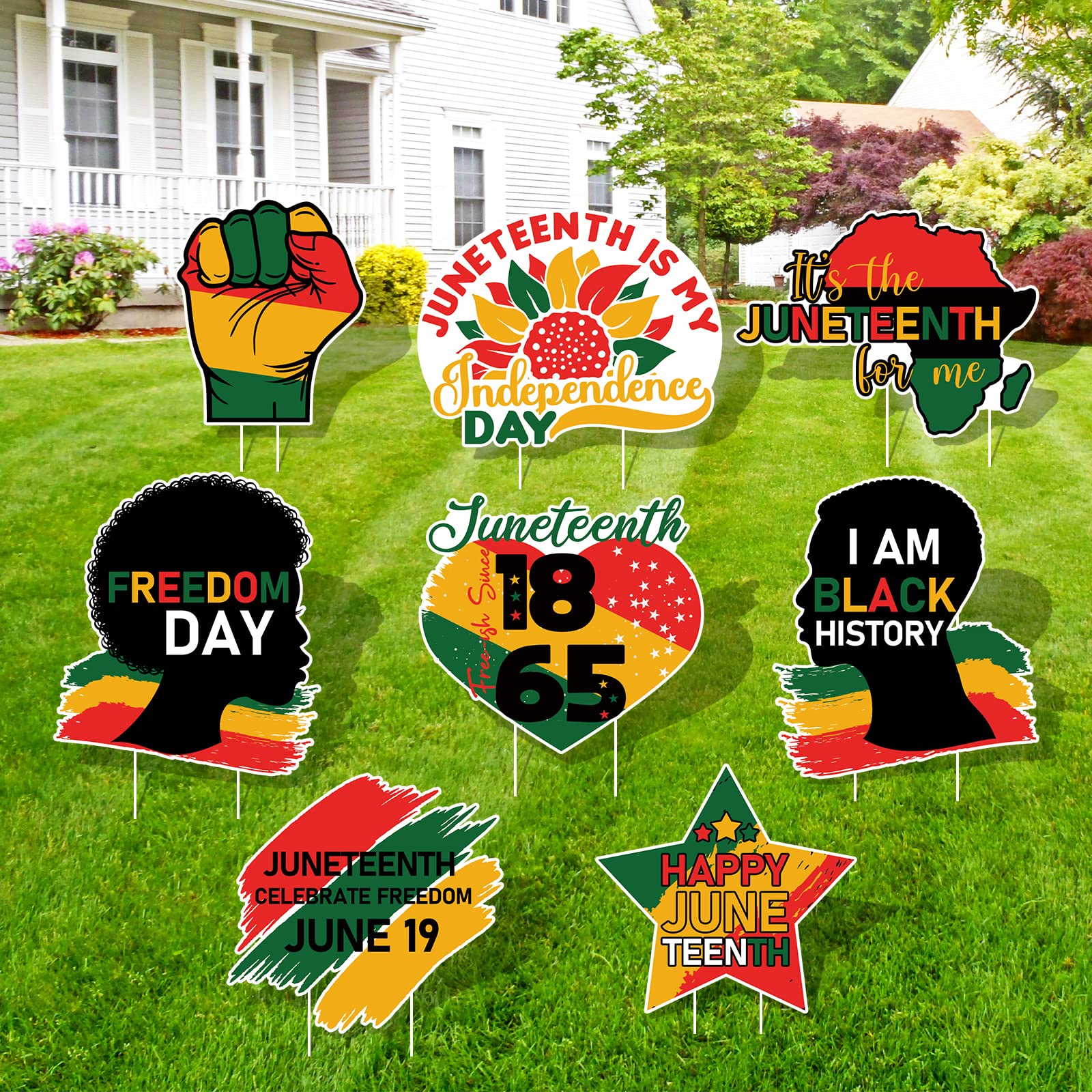Amazon.com : Arosche Juneteenth Decorations Yard Signs 8 Pcs with ...