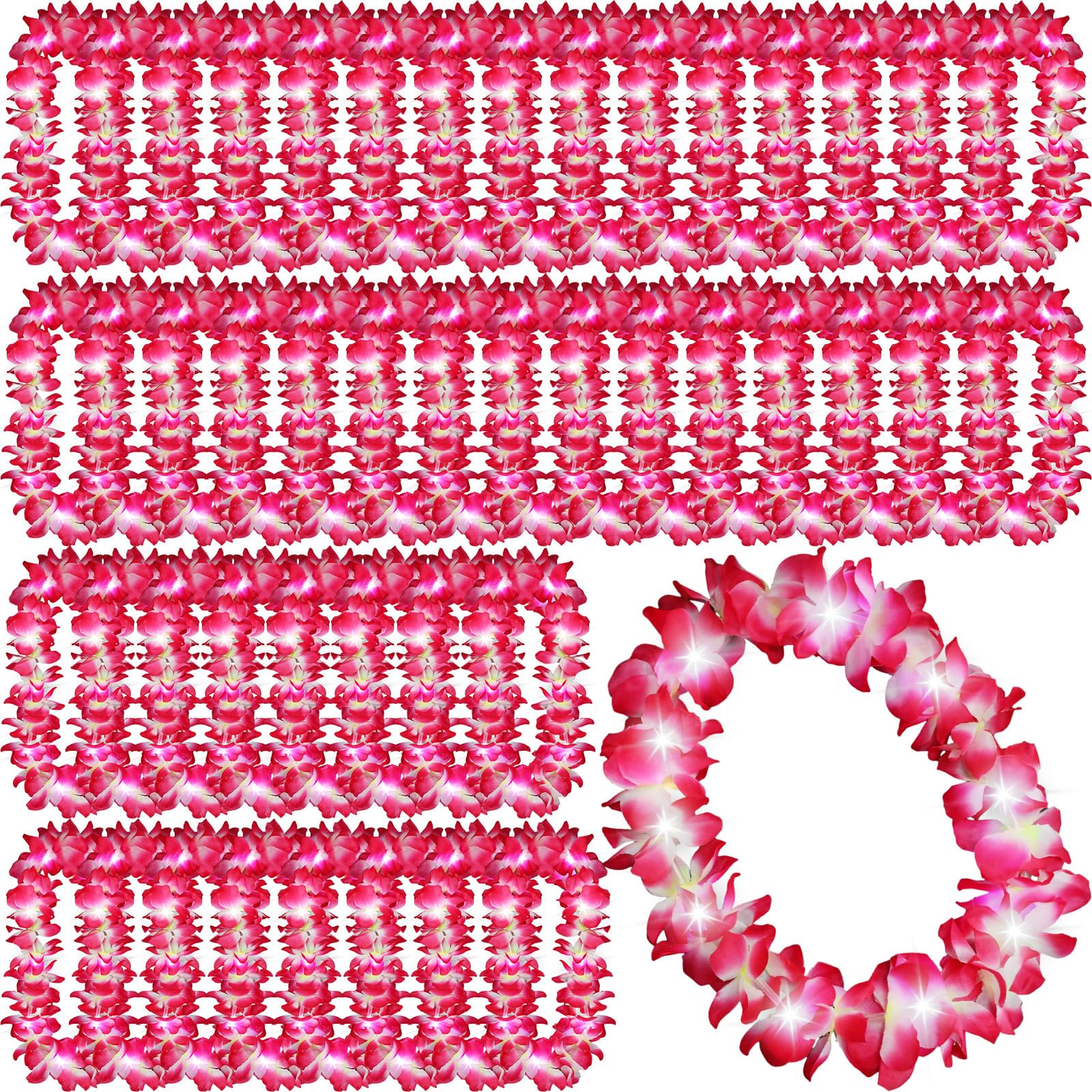 Amazon.com: Sherr 48 Pcs LED Hawaiian Leis Light Up Flower Leis ...