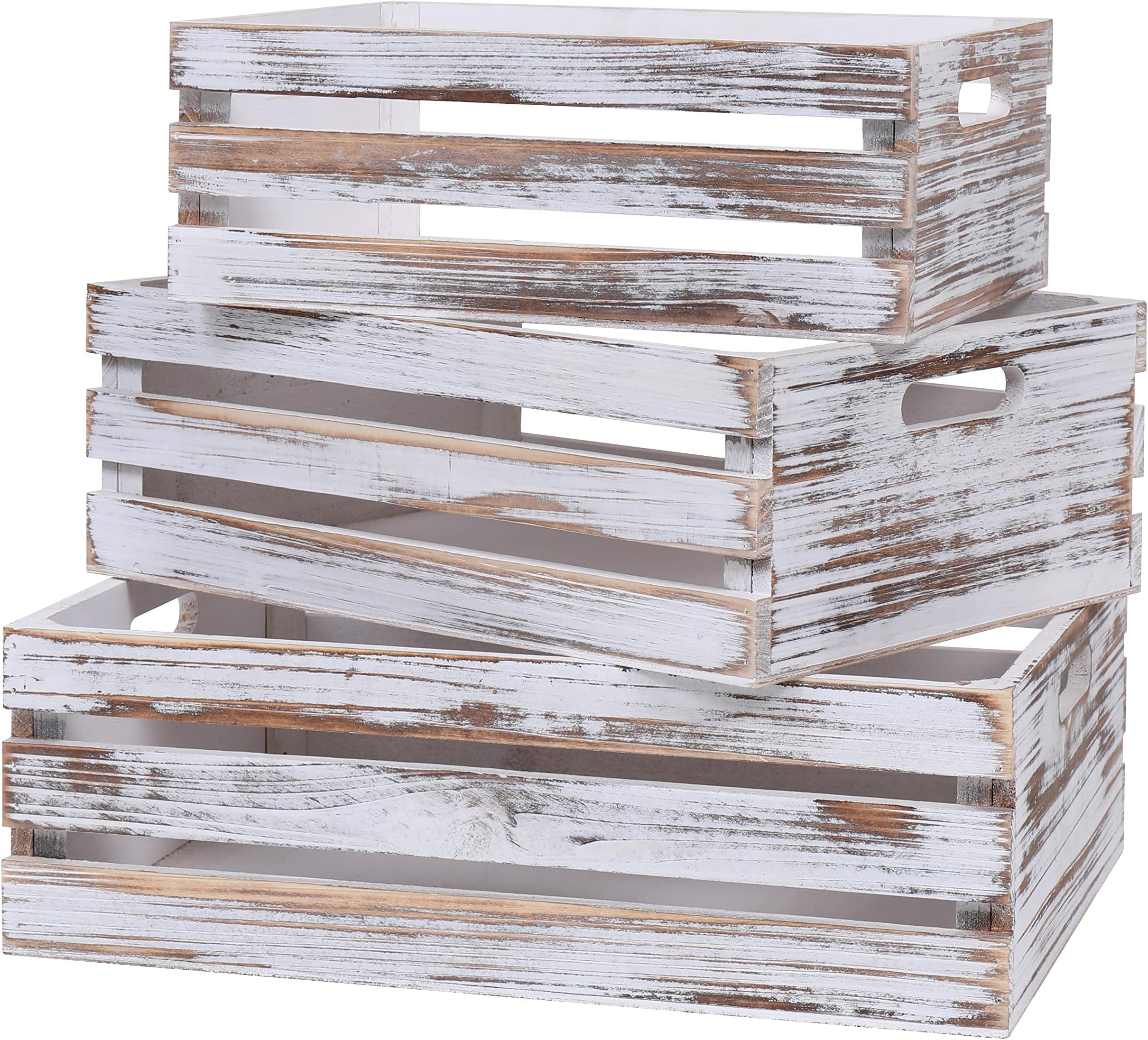 Amazon.com: Bisaten Large Vintage Black Wooden Crates for Display, Set ...