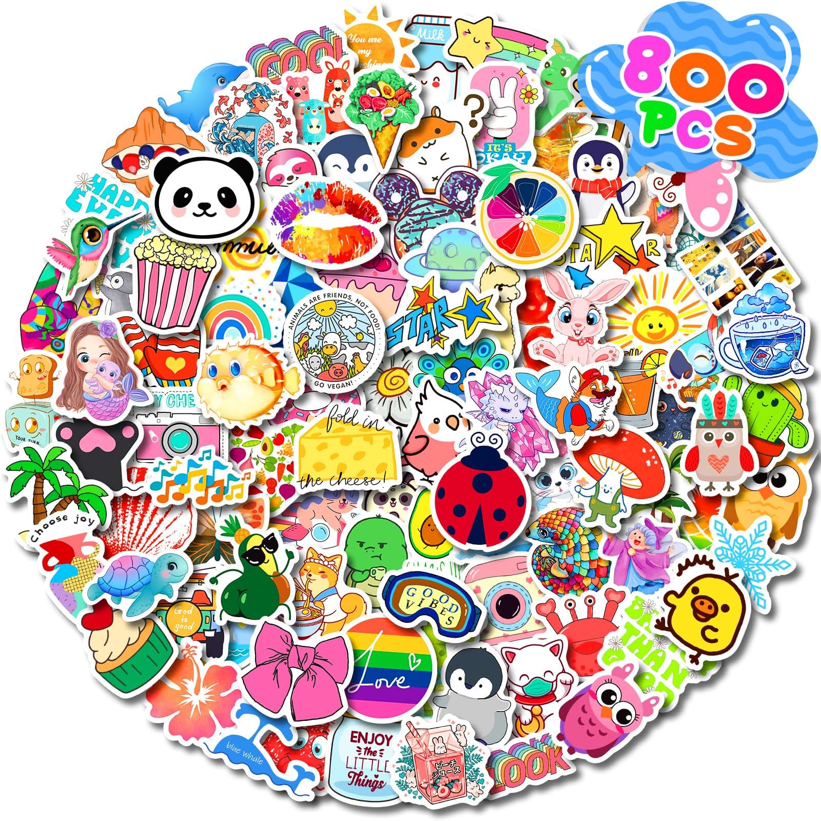 Amazon.com: 200 PCS Stickers for Water Bottles, Cute Vinyl Waterproof ...