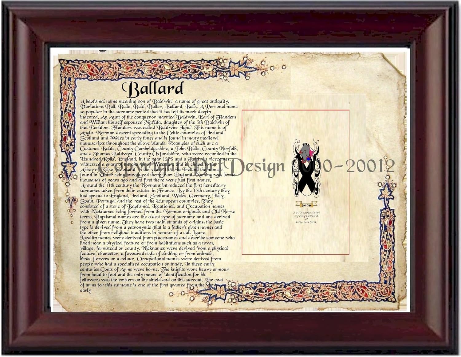 Amazon.com: Ballard Coat of Arms/ Family History 11" x 13 " Wood Framed ...
