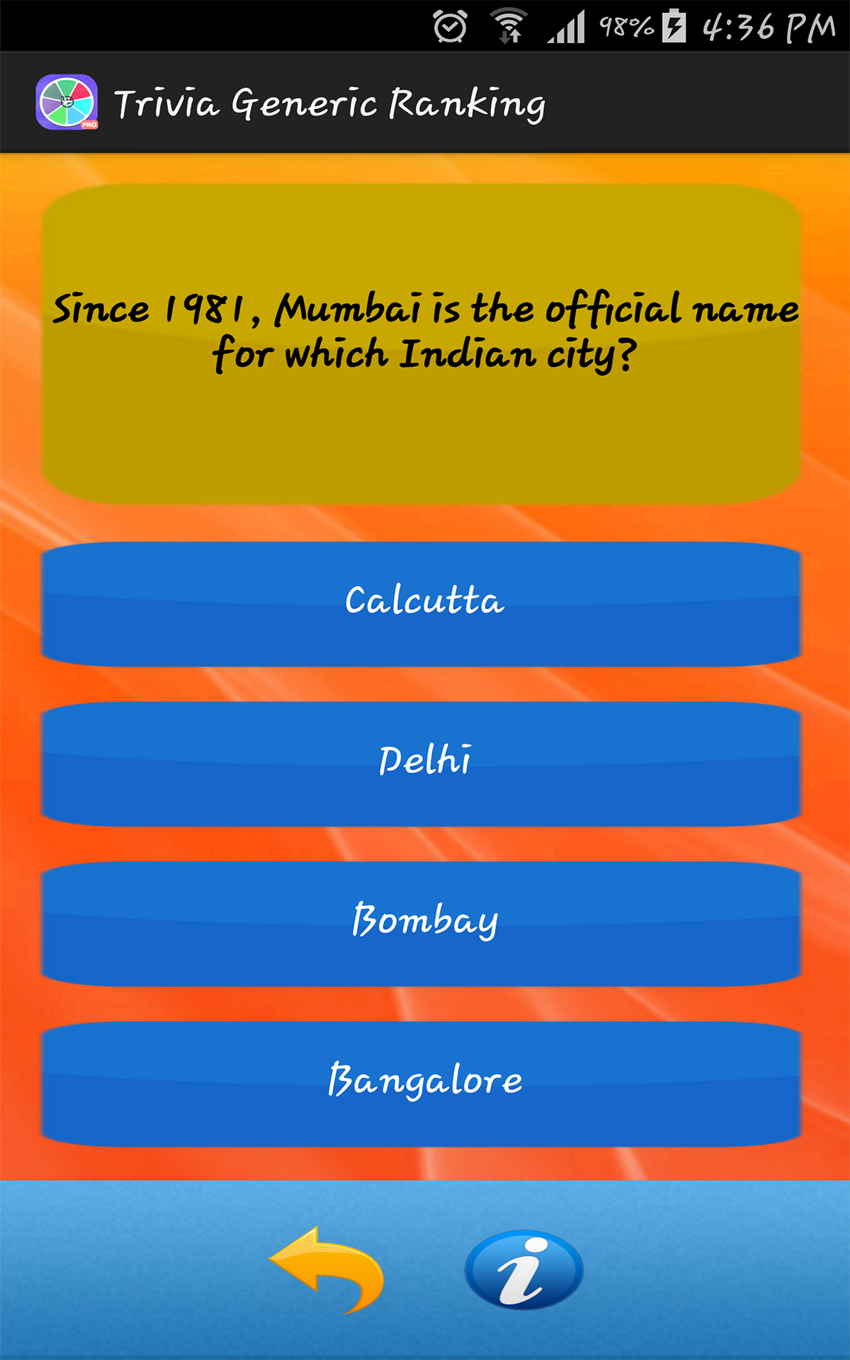 Trivia Generic Ranking Pro:Amazon.com:Appstore for Android