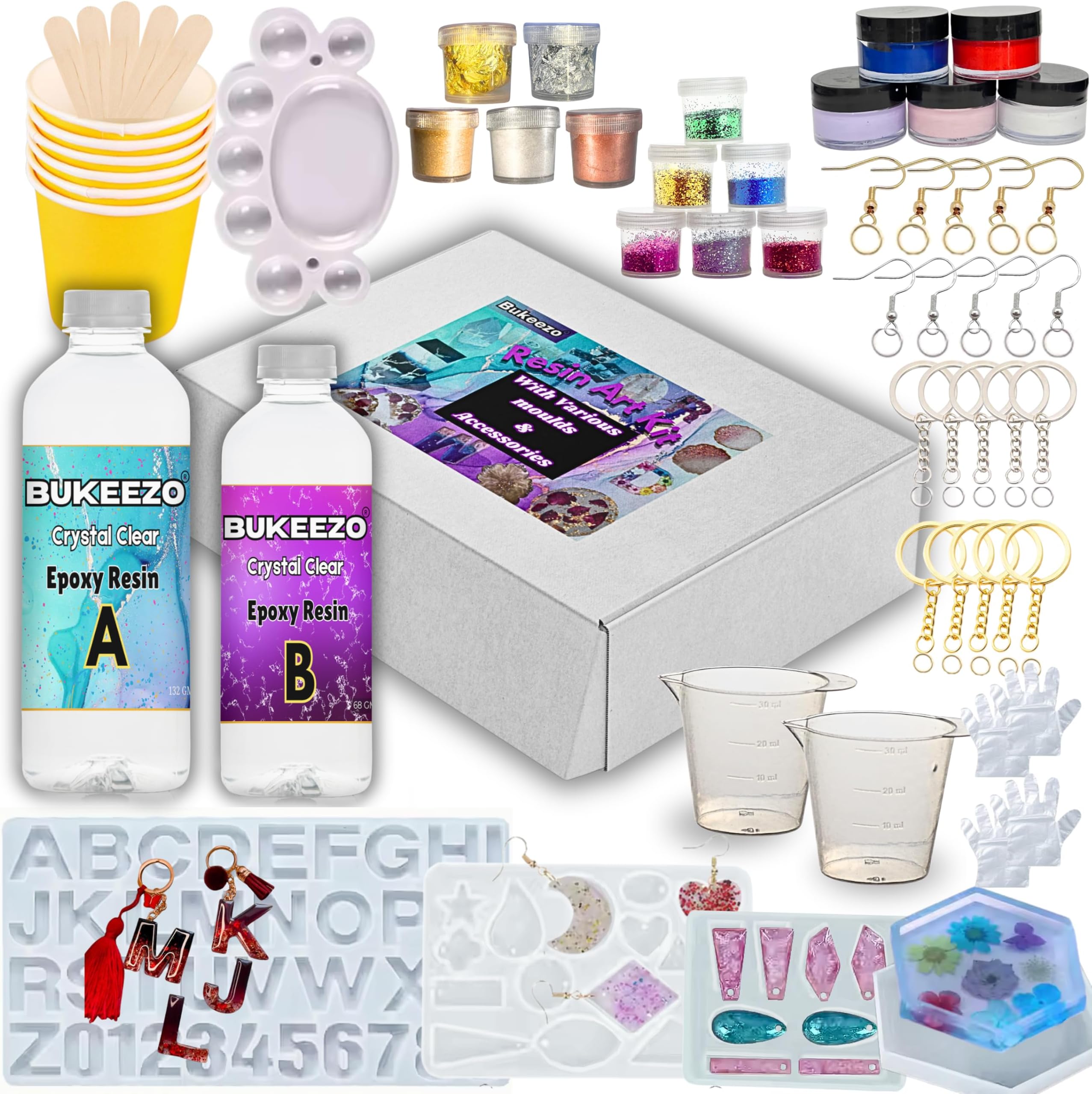 Bukeezo Resin art kit with moulds-epoxy resin art kit-200 Gm, keychain ...
