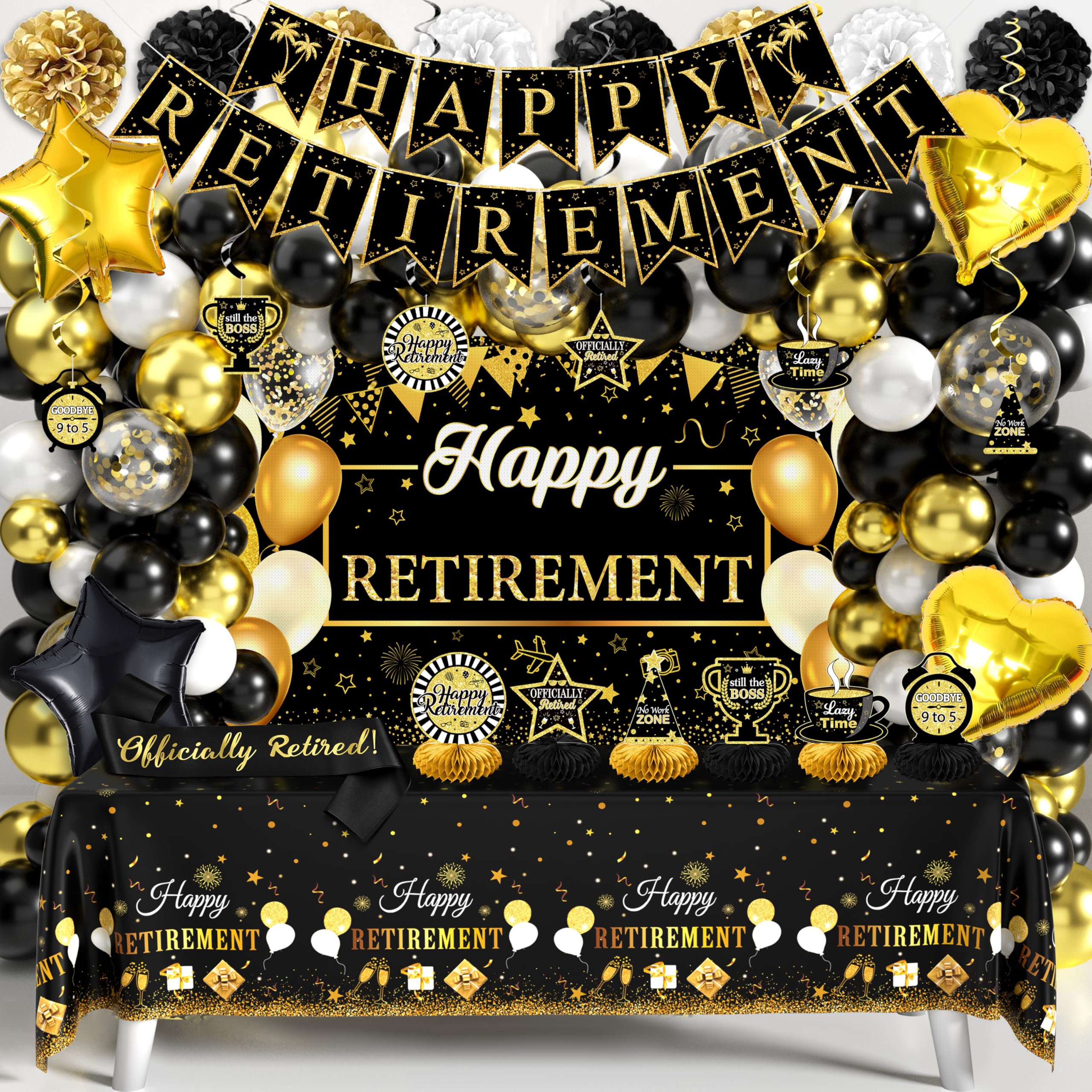 Amazon.com: Retirement Party Decorations for Men Women 109Pcs Black ...