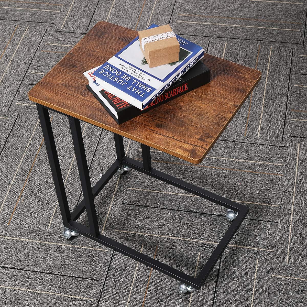 Buy C Shaped End Side Table with Wheels Rolling C Table Couch Table ...
