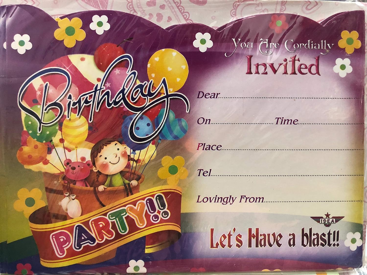 Birthday Party Invitation Cards with Envelope in Assorted Design, Pack ...