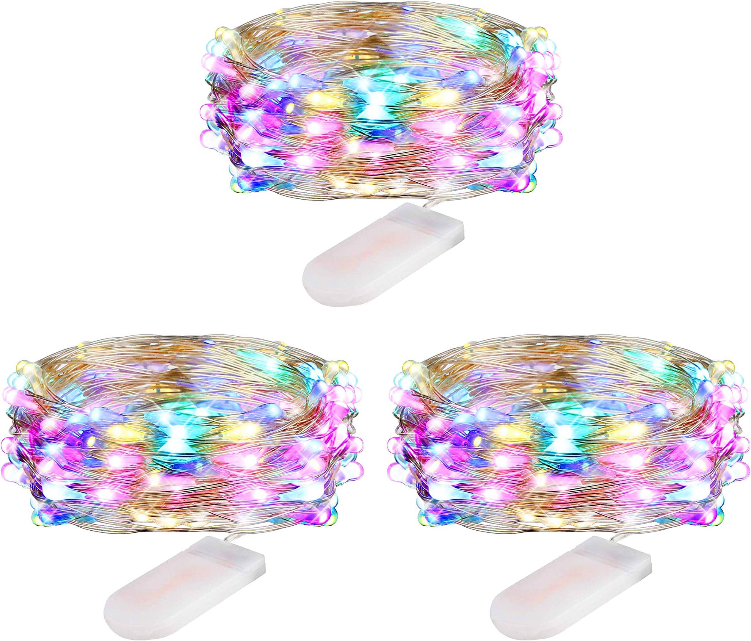 Coloured Fairy Lights Battery Operated, 30 Micro LED Copper Wire String ...