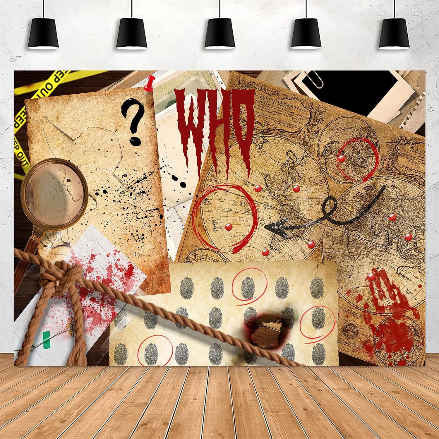Amazon.com : Yieldeer Murder Mystery Photo Backdrop Spy Detective Wall ...