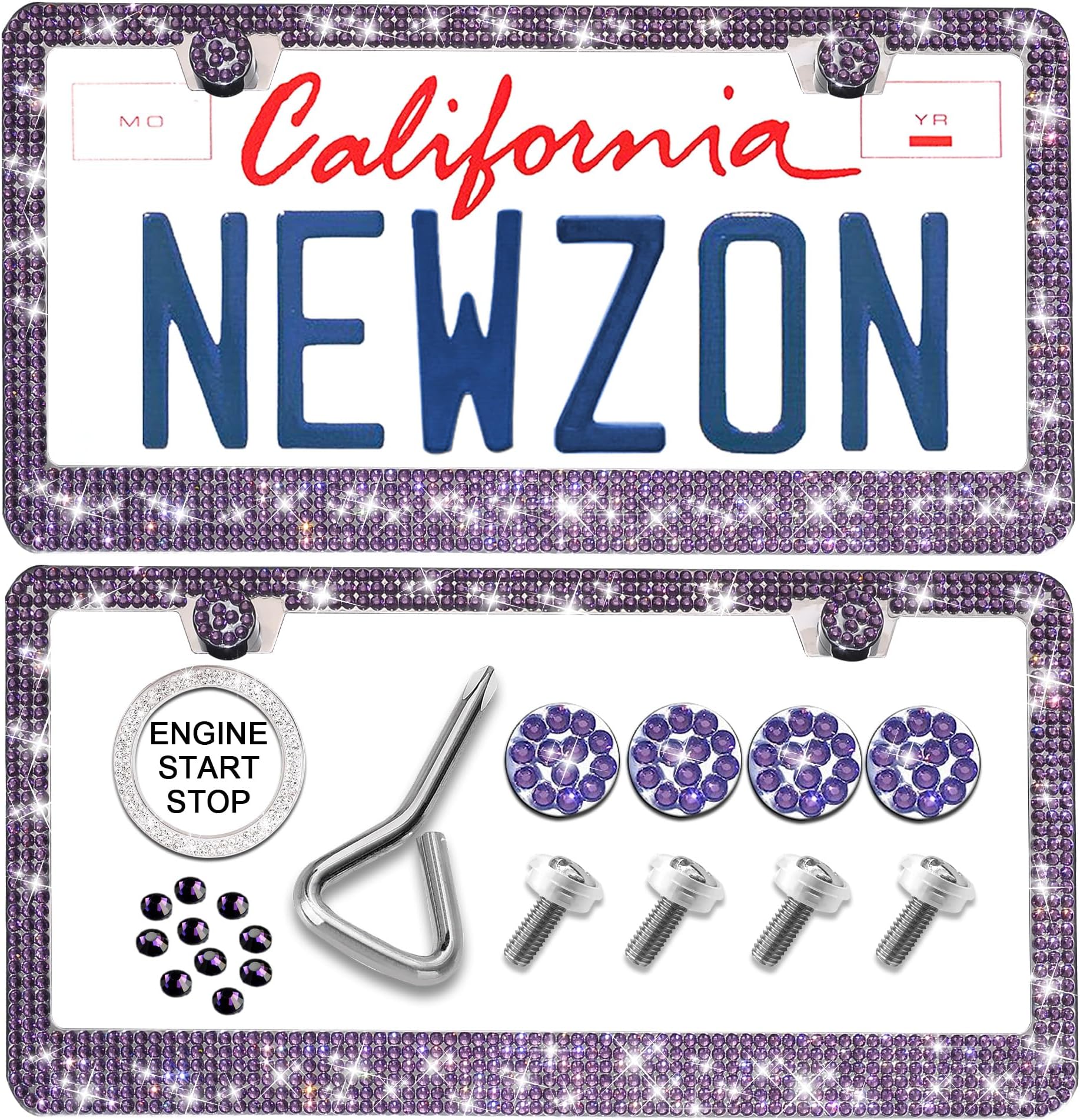 Amazon.com: FIISFIIS Bling License Plate Frame for Women,2 Pack Premium ...