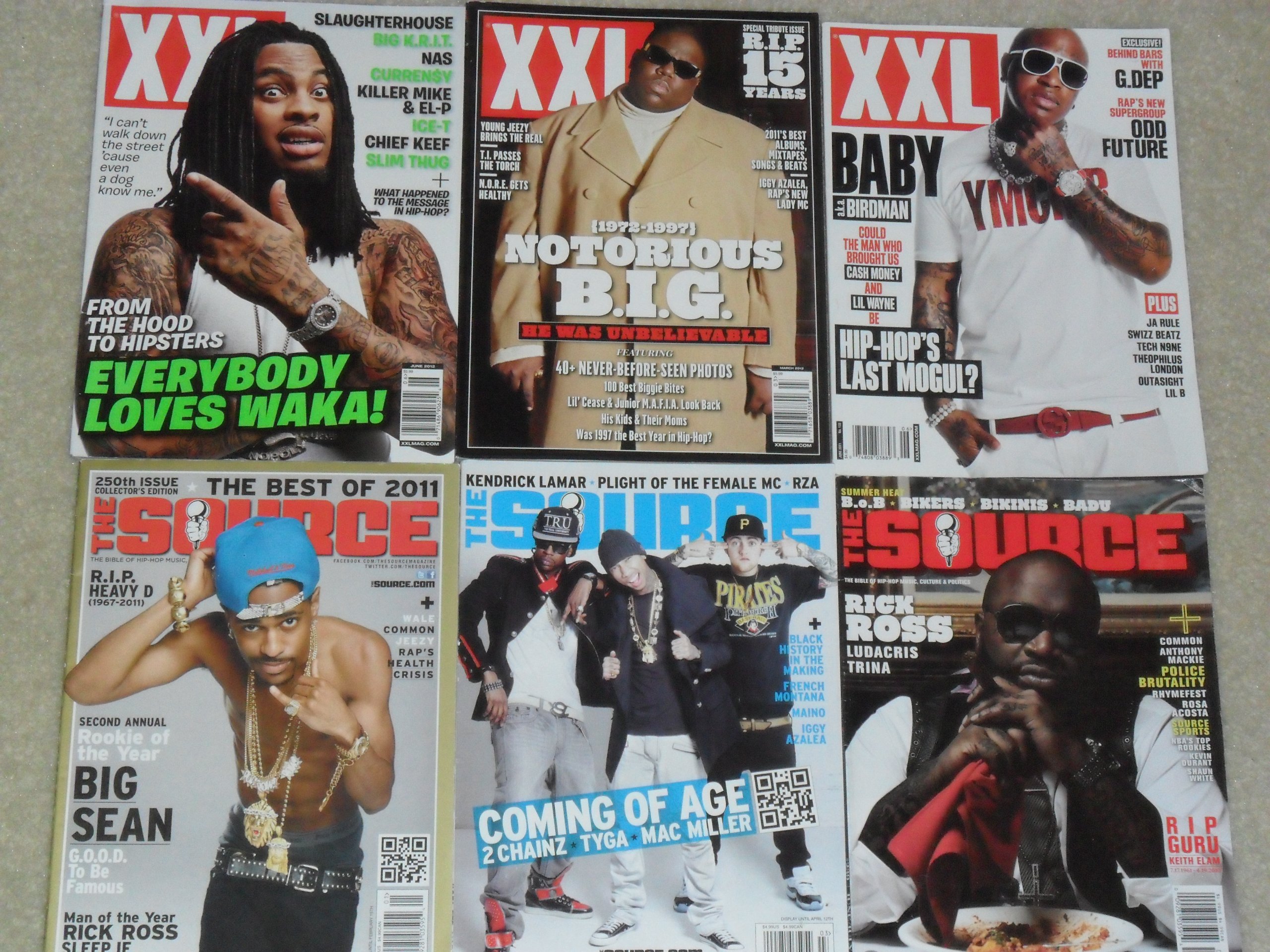 Lot of 6 Hip-Hop Magazines - XXL, The Source - Wacka Flacka, Big Sean ...