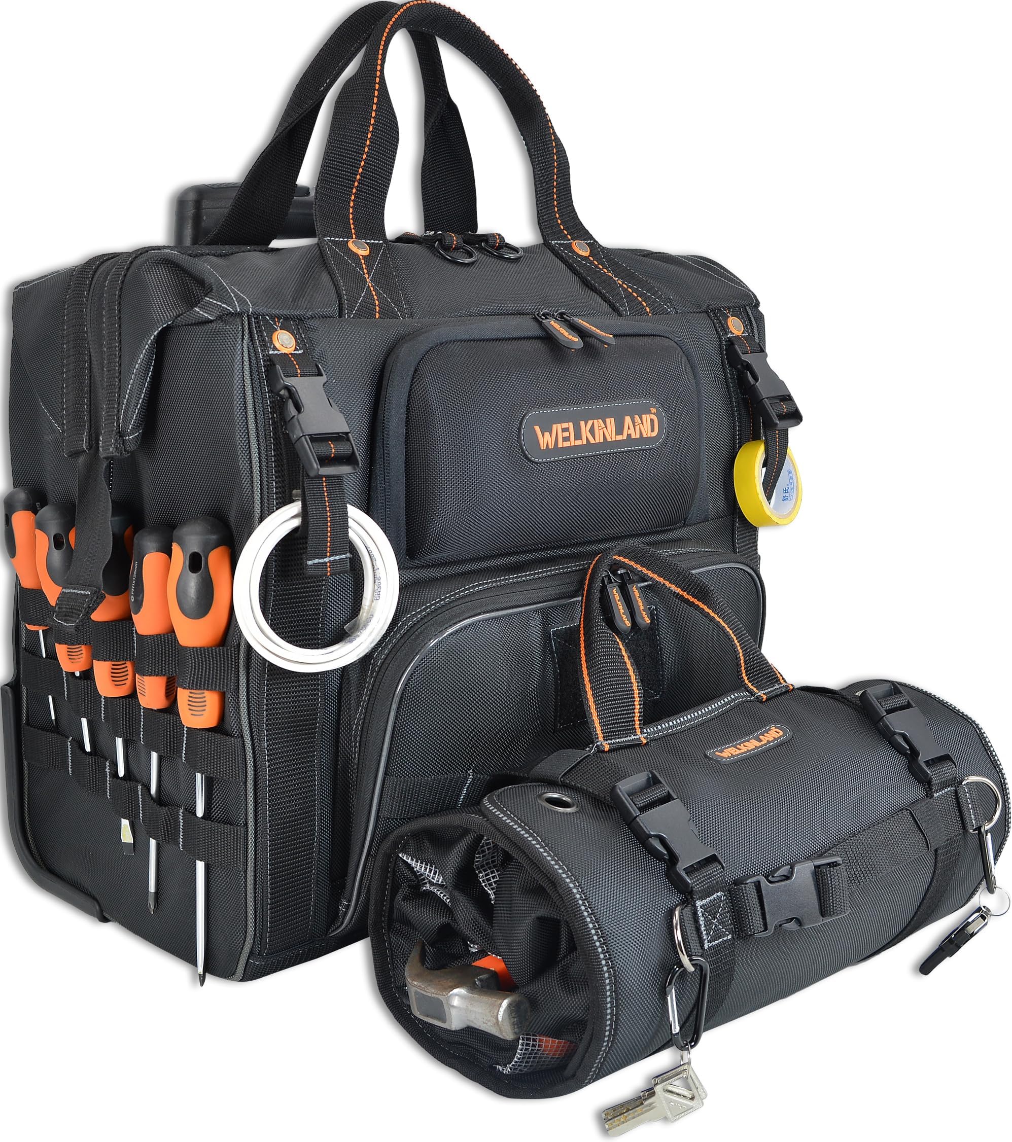 Rolling Tool Bag and Tool Roll Bundle - The Ultimate Tool Organizer for ...