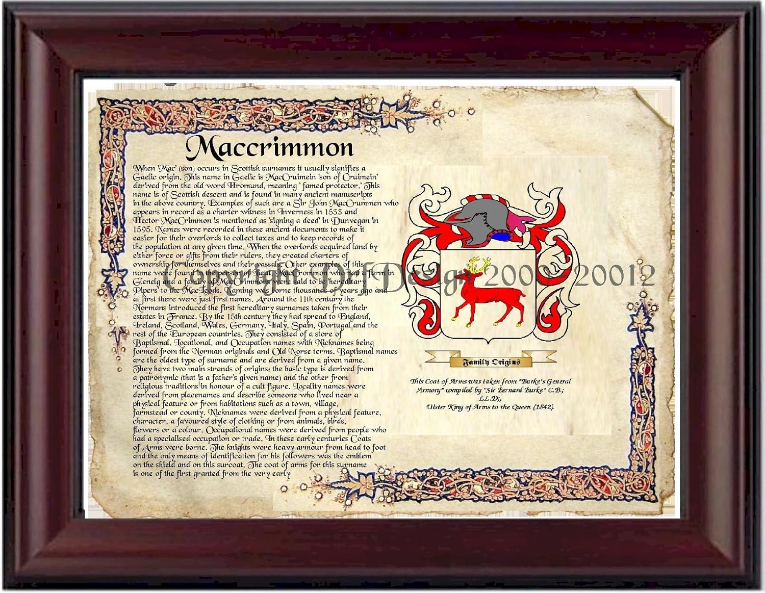 Amazon.com: Maccrimmon Coat of Arms/ Family Crest on Fine Paper and ...