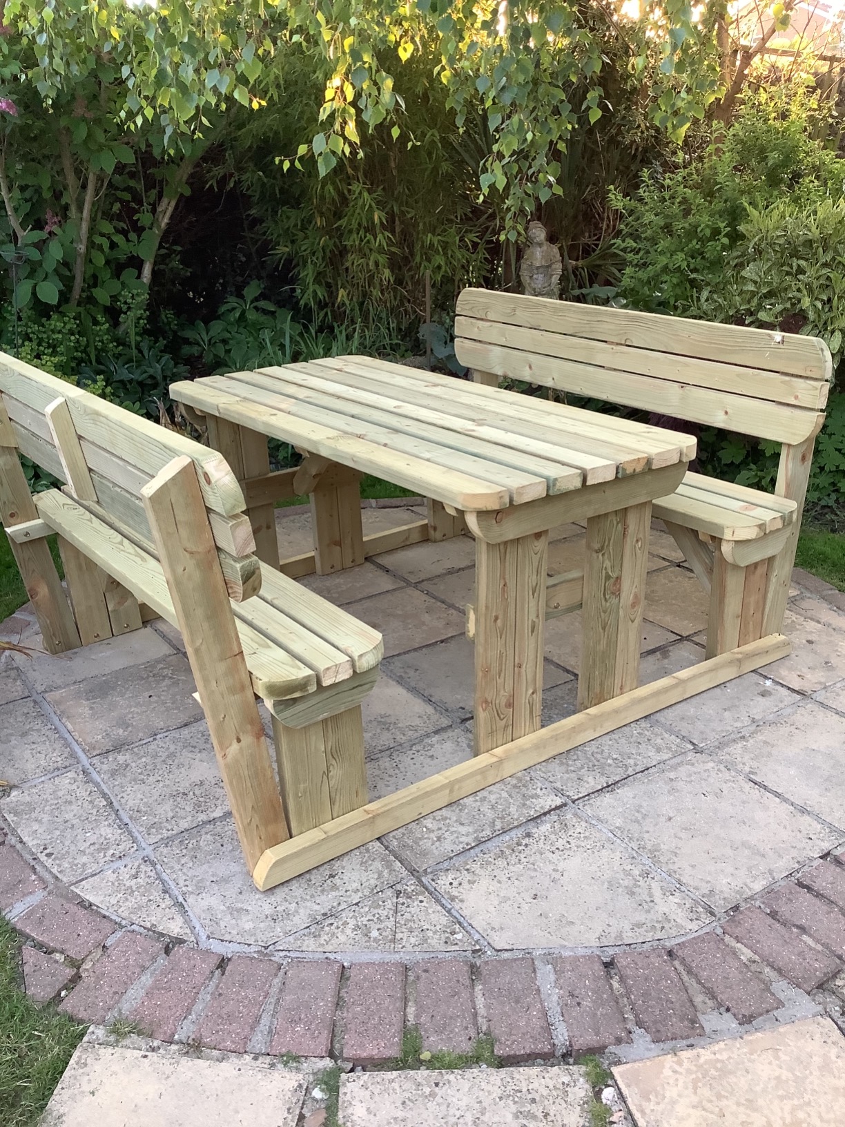 Arbor Garden Solutions Wooden picnic table and benches with backrest ...
