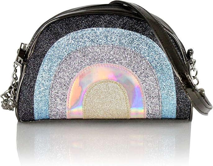 Cute Holographic Pride Rainbow Color Stripes Crossbody Bag- Metallic ...
