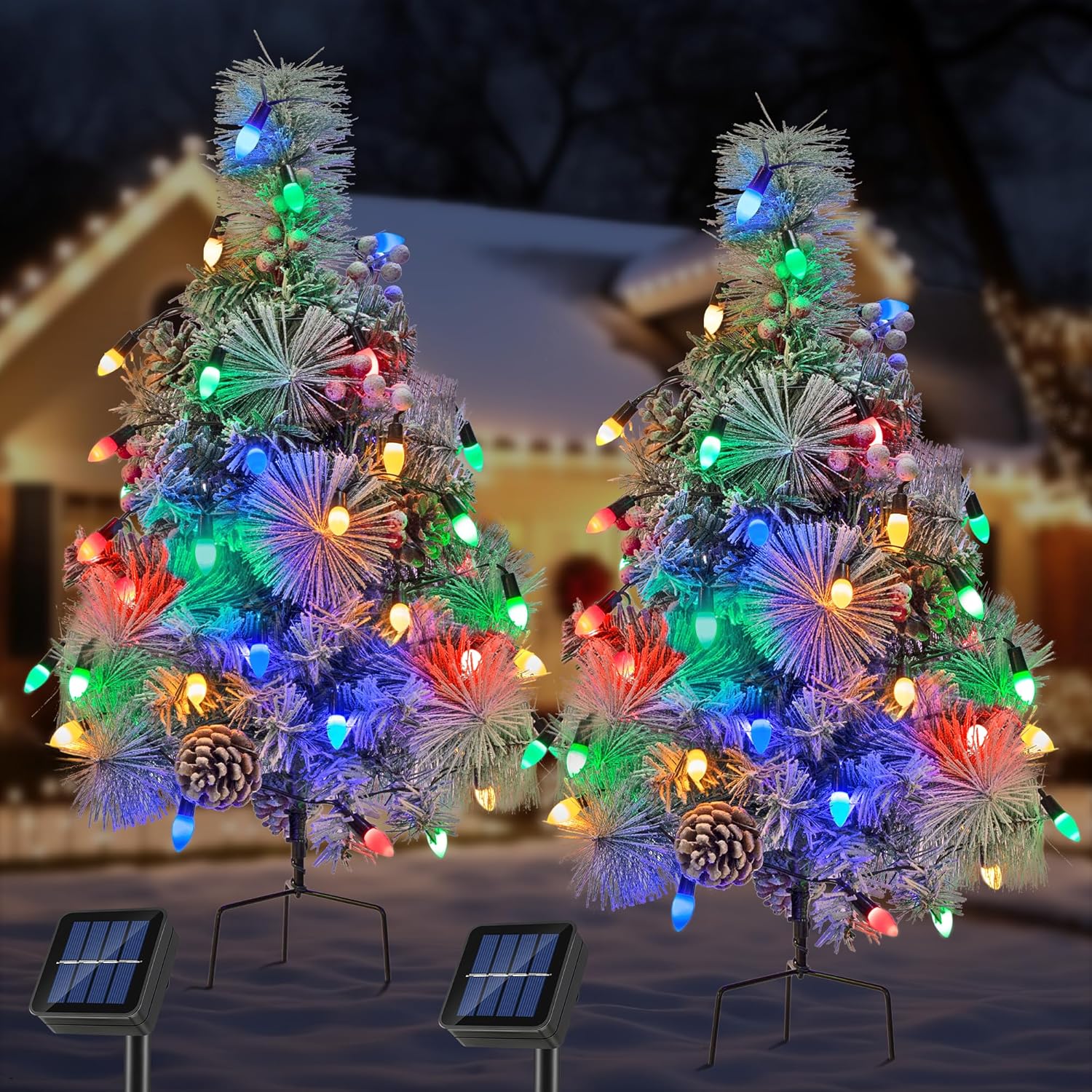 Amazon.com: Meonum 29 Inch Lighted Christmas Tree Outdoor Decorations ...