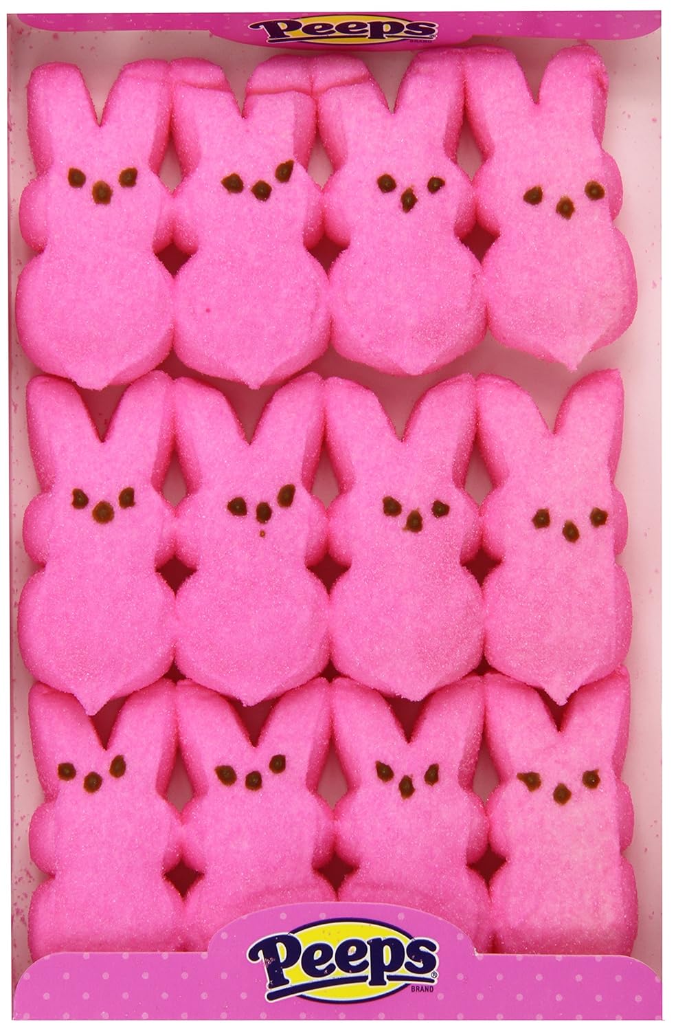 Amazon.com : Marshmallow Peeps Pink Easter Bunnies 12ct : Peeps Candy ...