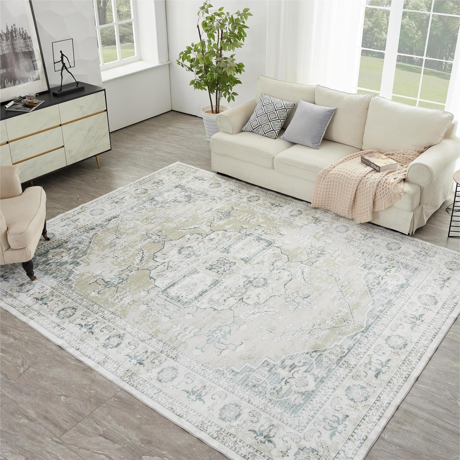 Amazon.com: Syalife Washable Area Rug, 4'x 6' Entryway Rug with Non ...