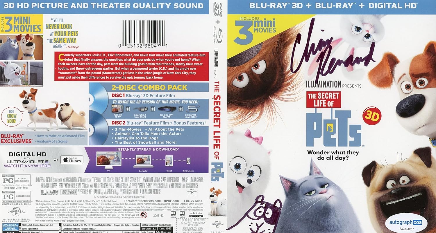 Chris Renaud "The Secret Life of Pets" SIGNED 'Runty' Sketch Blu-Ray ...