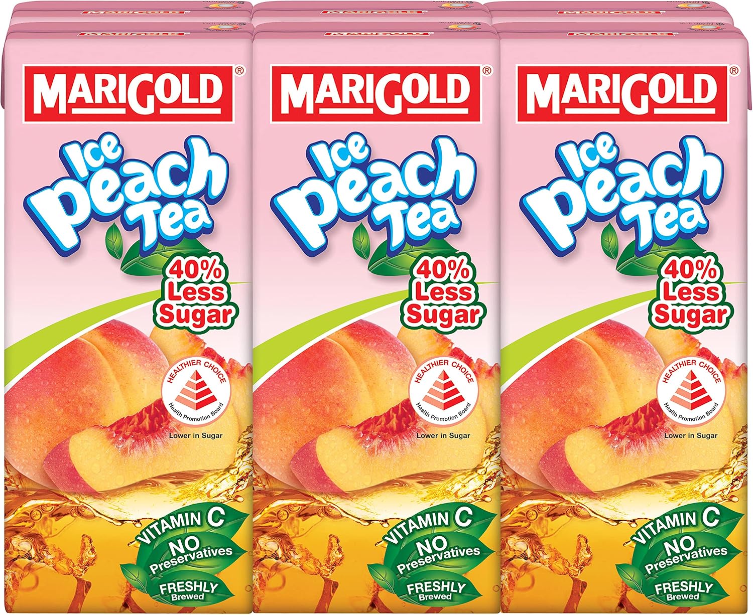 MARIGOLD Iced Peach Tea Less Sweet, 6 x 250ml : Amazon.sg: Grocery