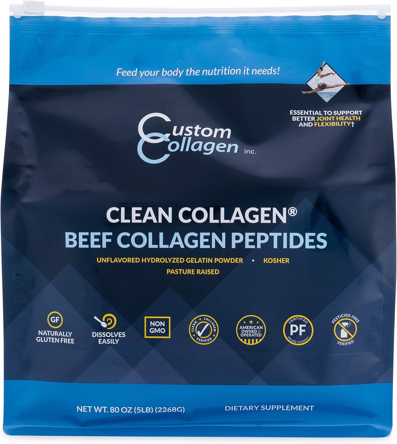 Collagen Peptides Powder 5lb (80oz) Pouch - Clean Collagen ...
