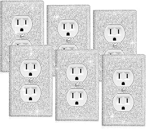 Leezmark Shiny Sliver Rhinestones Wall Outlet Cover Bling Wall Decor ...