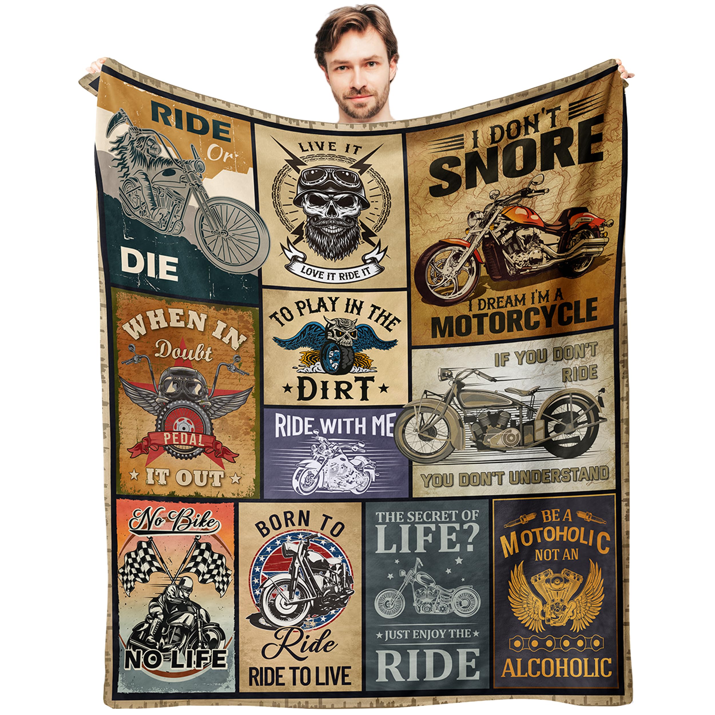 Amazon.com: Taigzier Motorcycle Blanket, Motorcycle Gifts for Men, Best ...