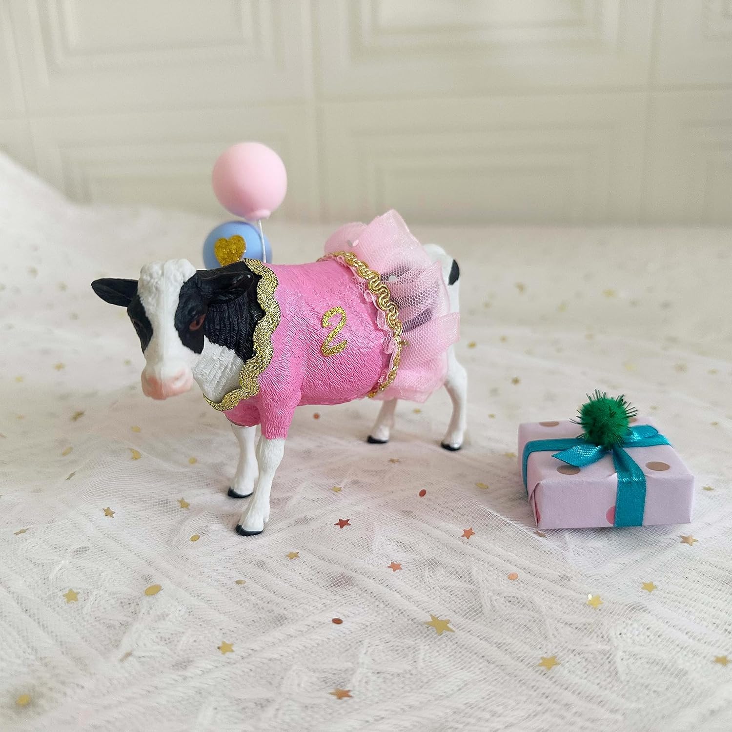 Amazon.com: Cow Cake Topper, Qoadwem Watercolor Pink Cow Cake Topper ...
