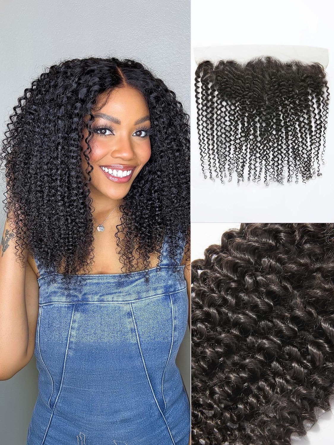 Amazon.com : LUVME Kinky Curly Lace Closure 13x4 HD Lace Frontal ...