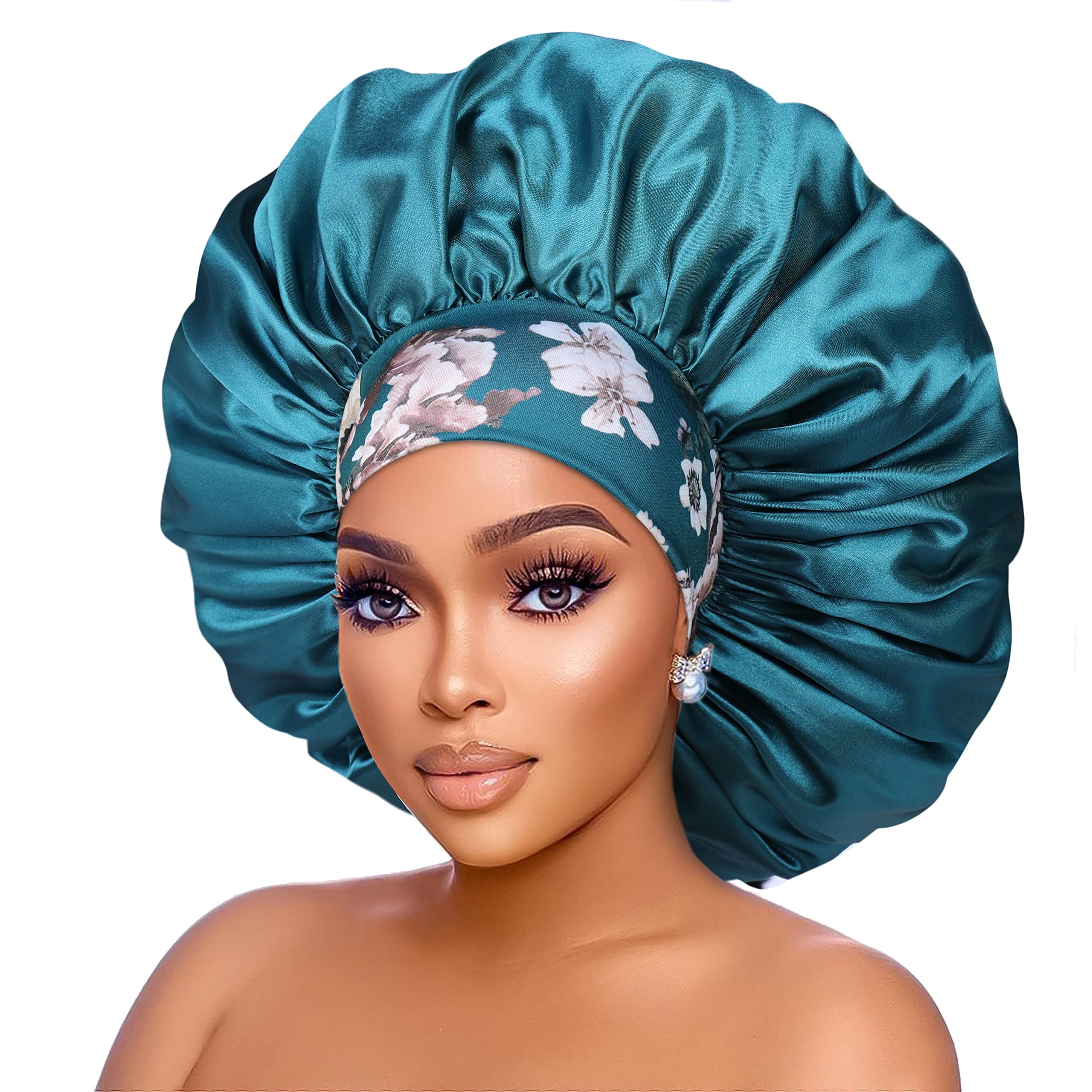 Silk Satin Bonnet Hair Cap: 2pcs 17inch Diameter Extra Large Jumbo ...