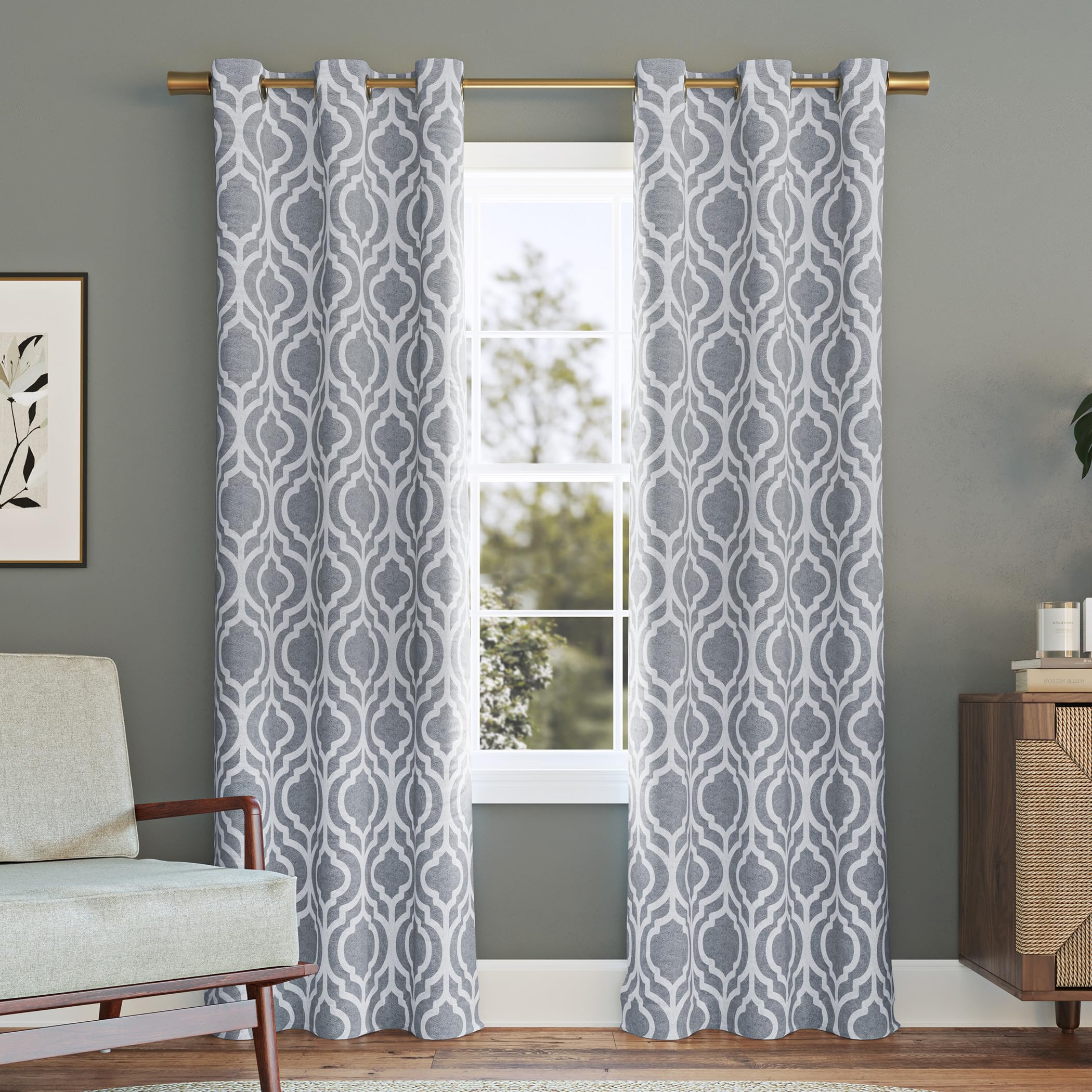 Amazon.com: Sun Zero Eldon Trellis Print Blackout Grommet Curtain Panel ...